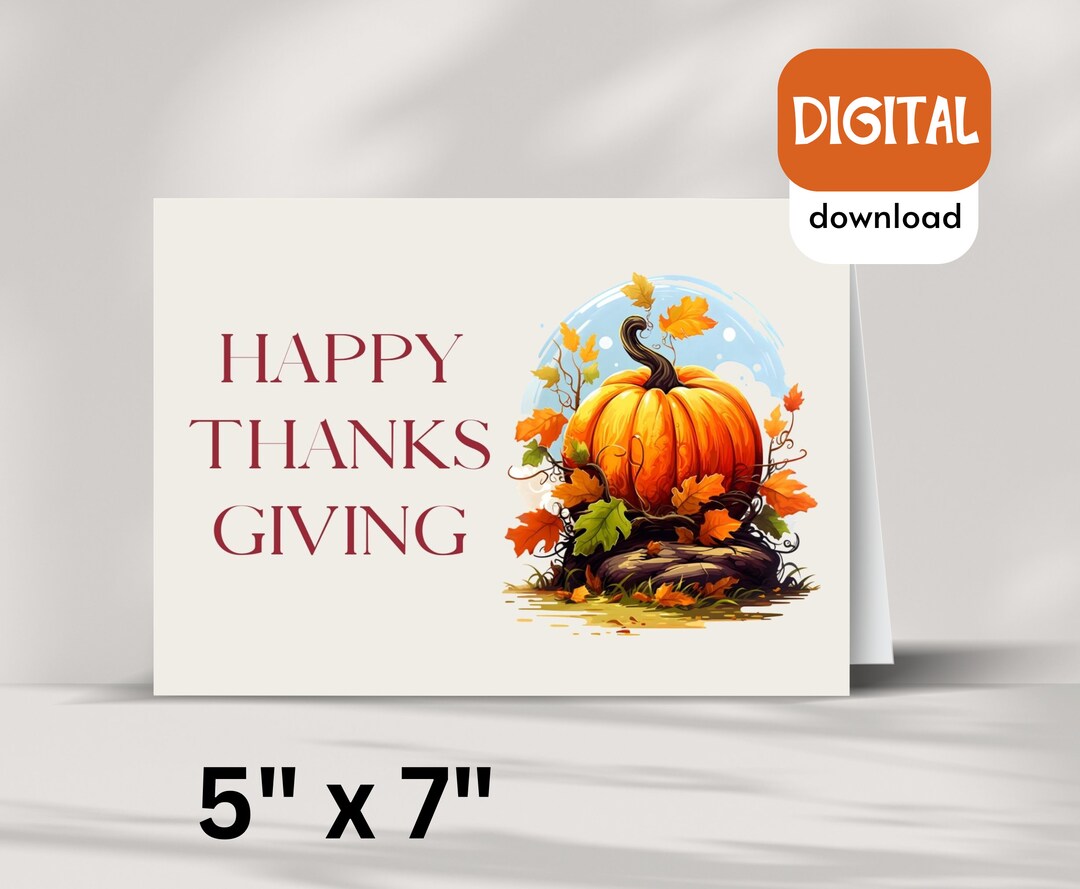 Printable Happy Thanksgiving Card Digital Thanksgiving Card - Etsy