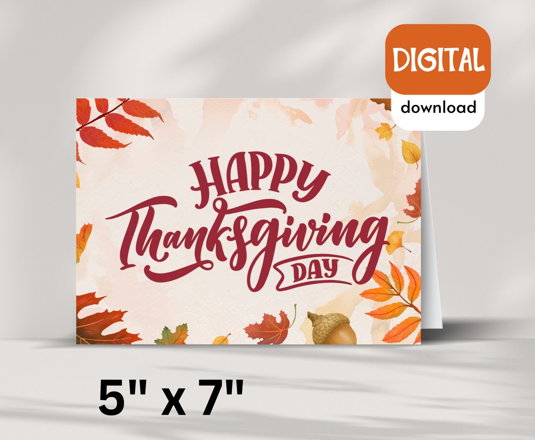 Printable Happy Thanksgiving Card Digital Thanksgiving Card - Etsy