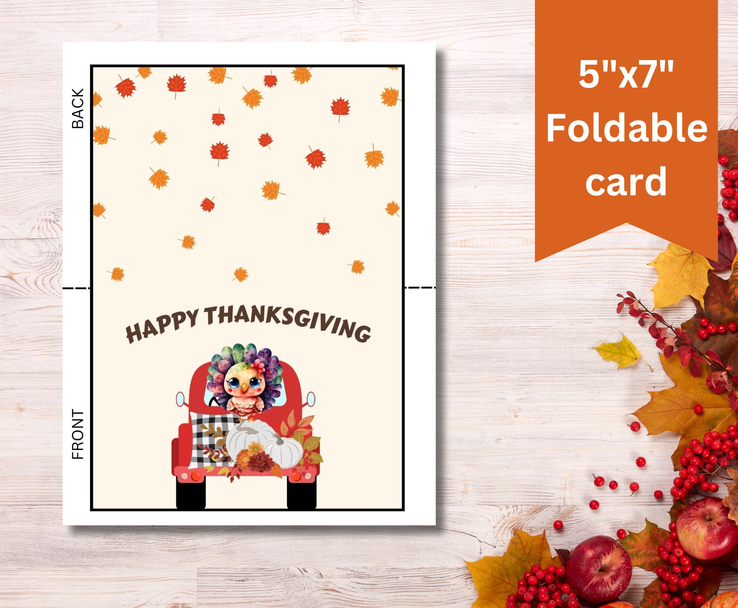Printable Thanksgiving Card, Digital Download, Greeting Card for ...