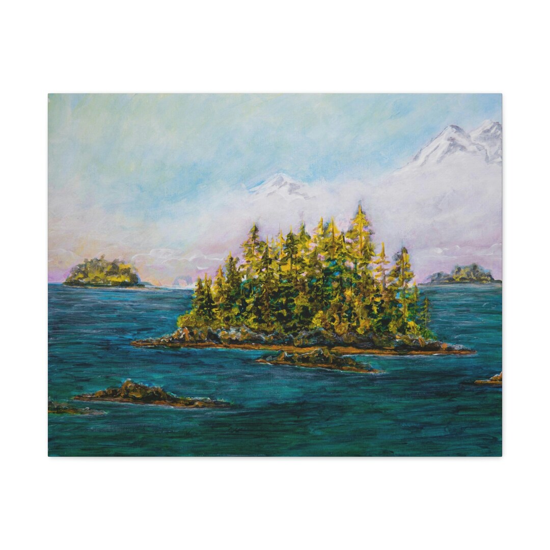 Sitka Alaska I, Painting of Sitka Alaska Passage on Stretched Canvas ...