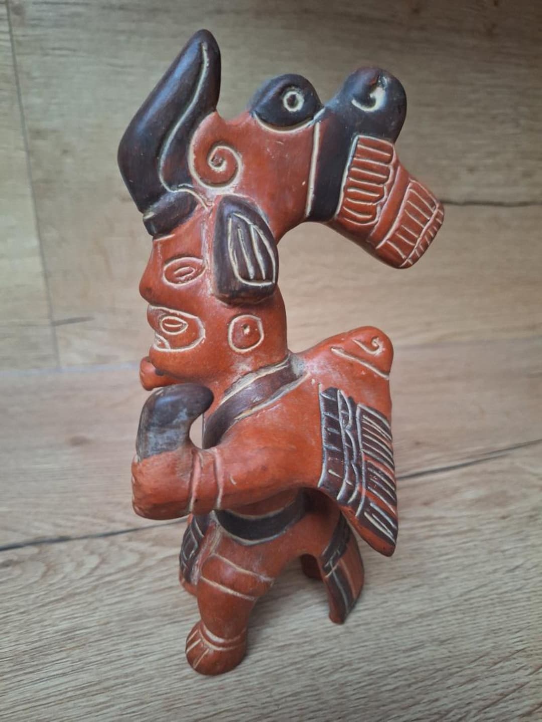 Red Clay Figurine of Quetzalcoatl or Feathered Serpent, Pre-columbian ...