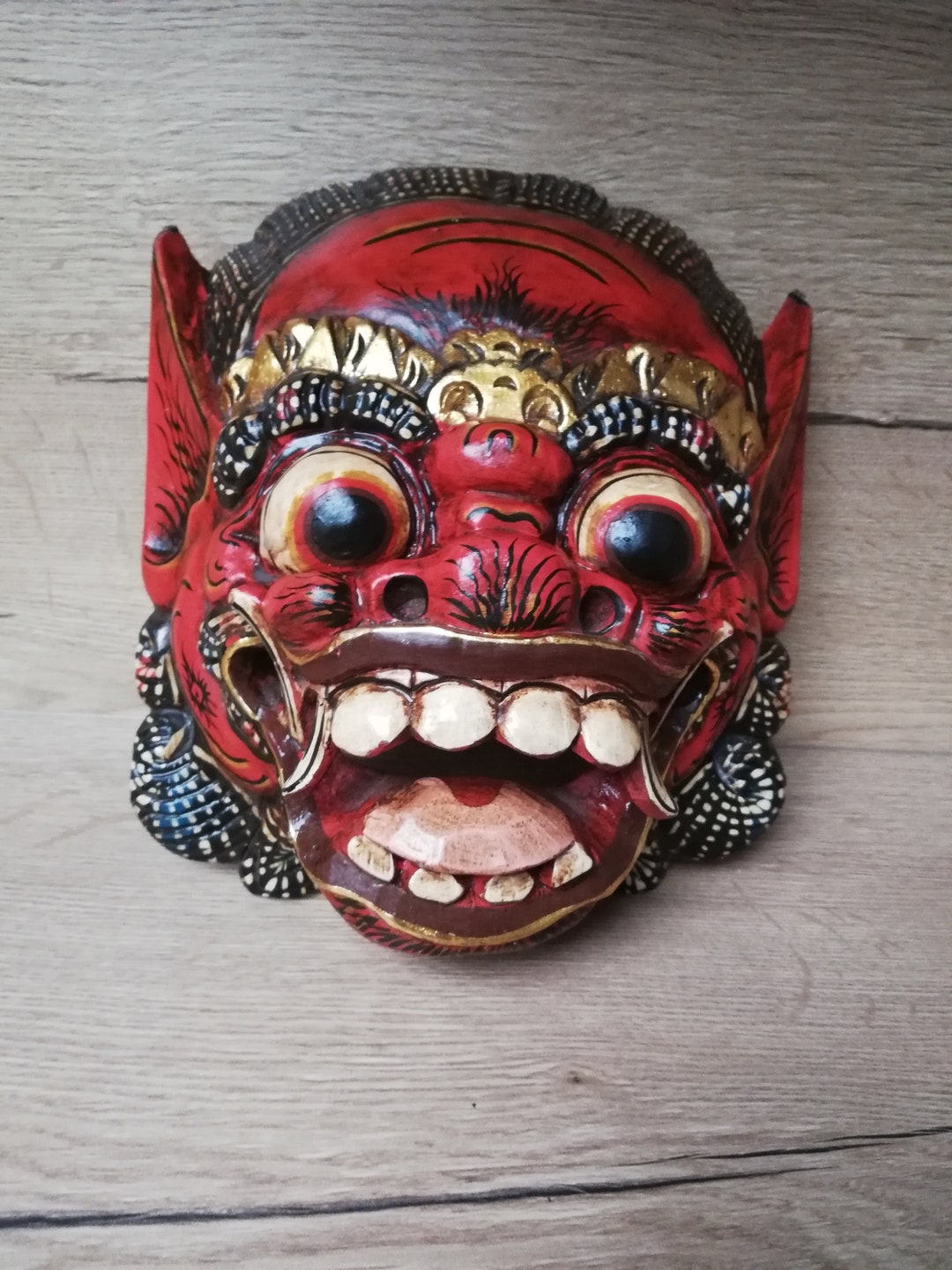 Indonesian Red Barong Balinese Mask, Traditional Hand Carved Craft ...