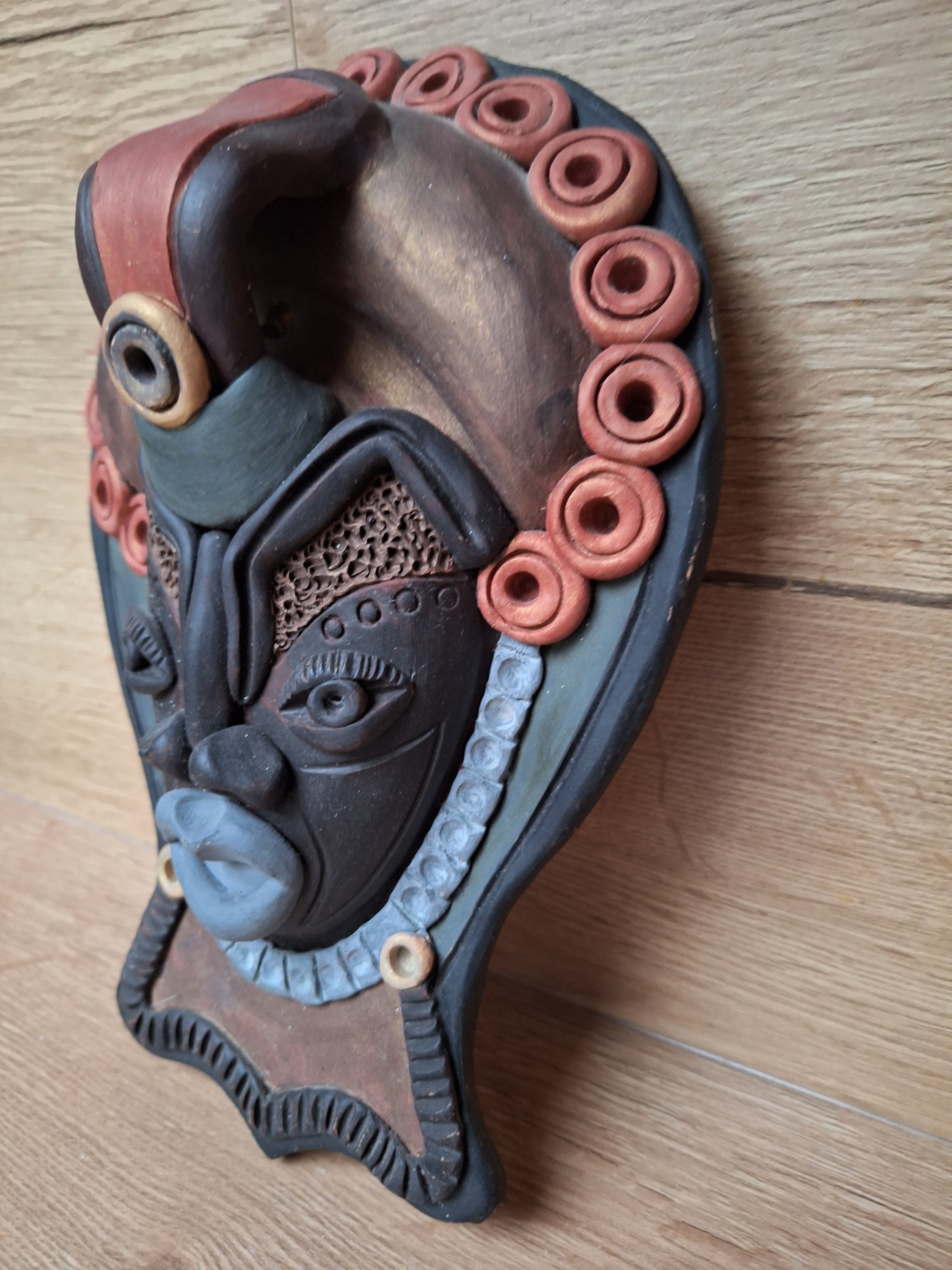 Traditional Cuban Terracotta Mask, Clay Pottery Produced Artisanal Art ...