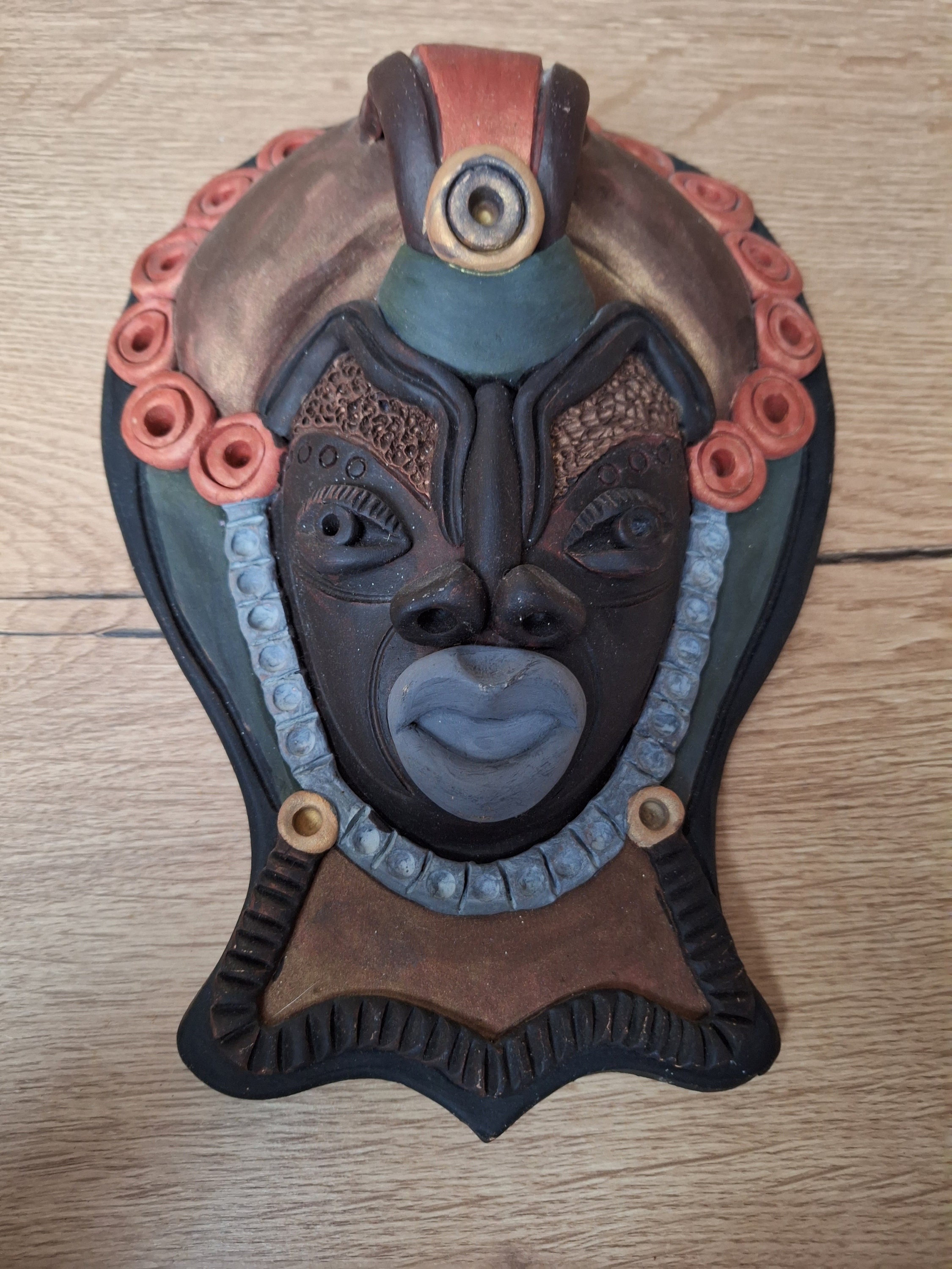 Traditional Cuban Terracotta Mask, Clay Pottery Produced Artisanal Art ...