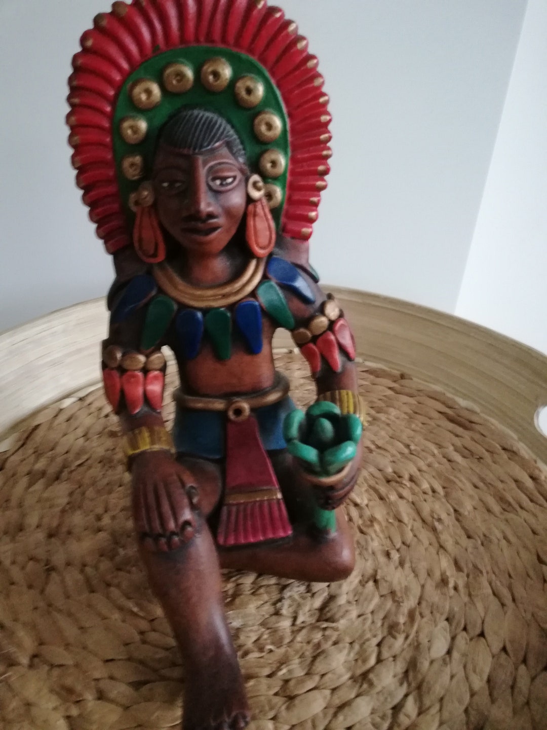 Large Vintage Aztec Mexico Warrior Figurine, Pre-columbian, Collectible ...