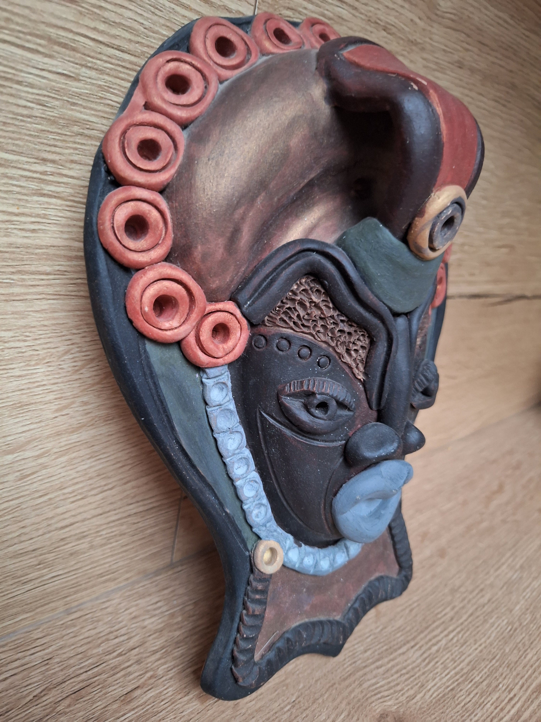 Traditional Cuban Terracotta Mask, Clay Pottery Produced Artisanal Art ...