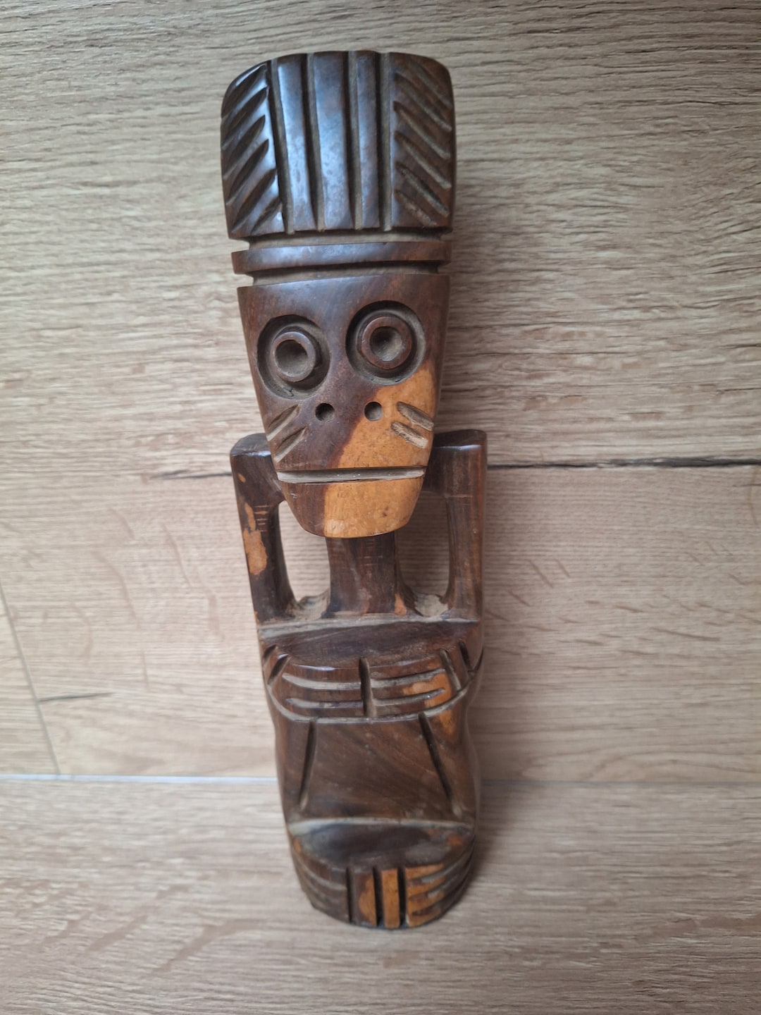 Vintage Carved Wooden Polynesian Tiki, Indigenous Totem, Indonesia ...
