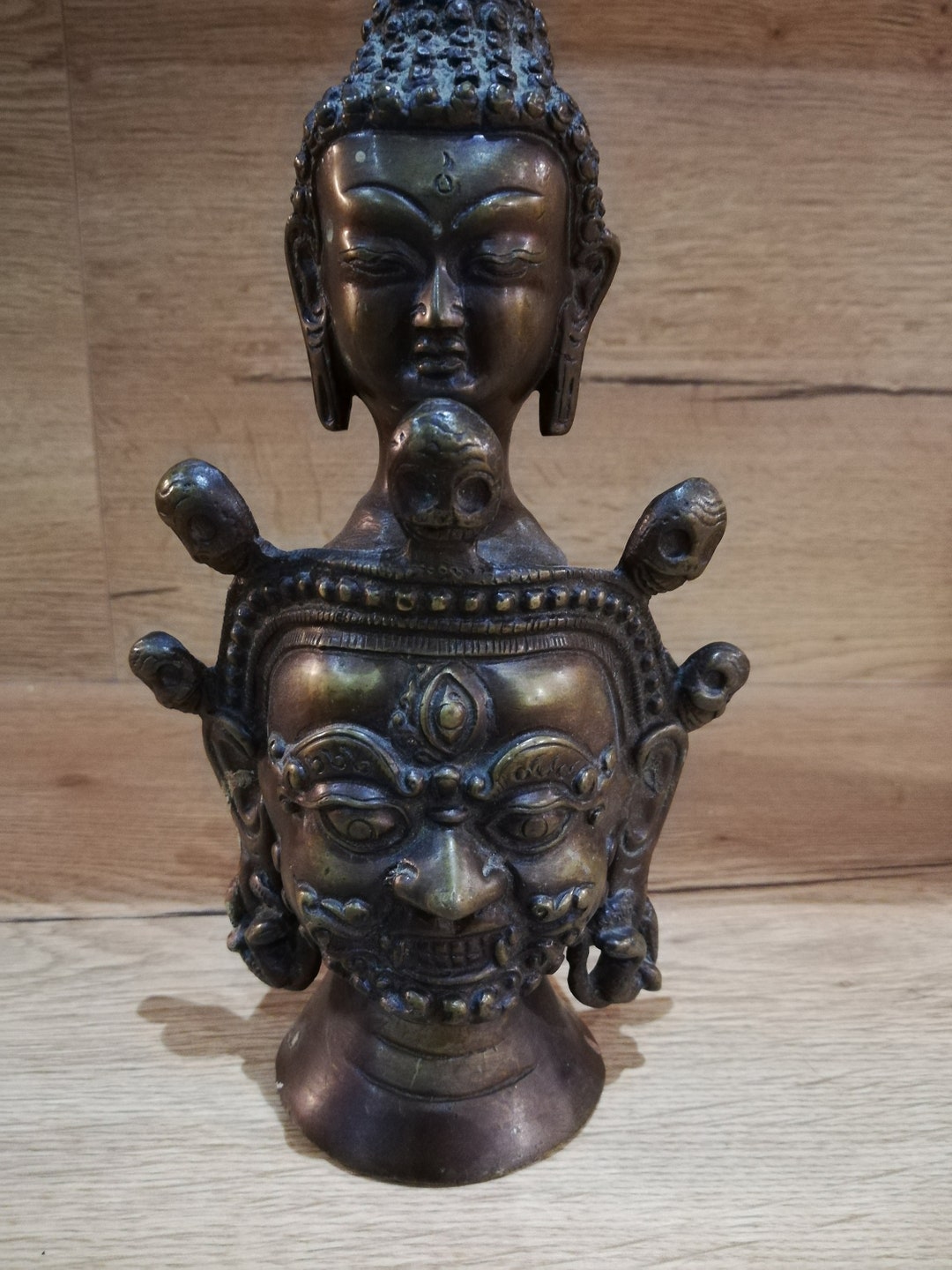 Head of Mahakala, the Great Black, Protector of the Dharma in Bronze ...