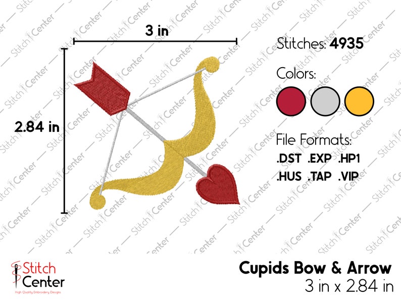 Cupids Bow & Arrow Embroidery Design File - Etsy