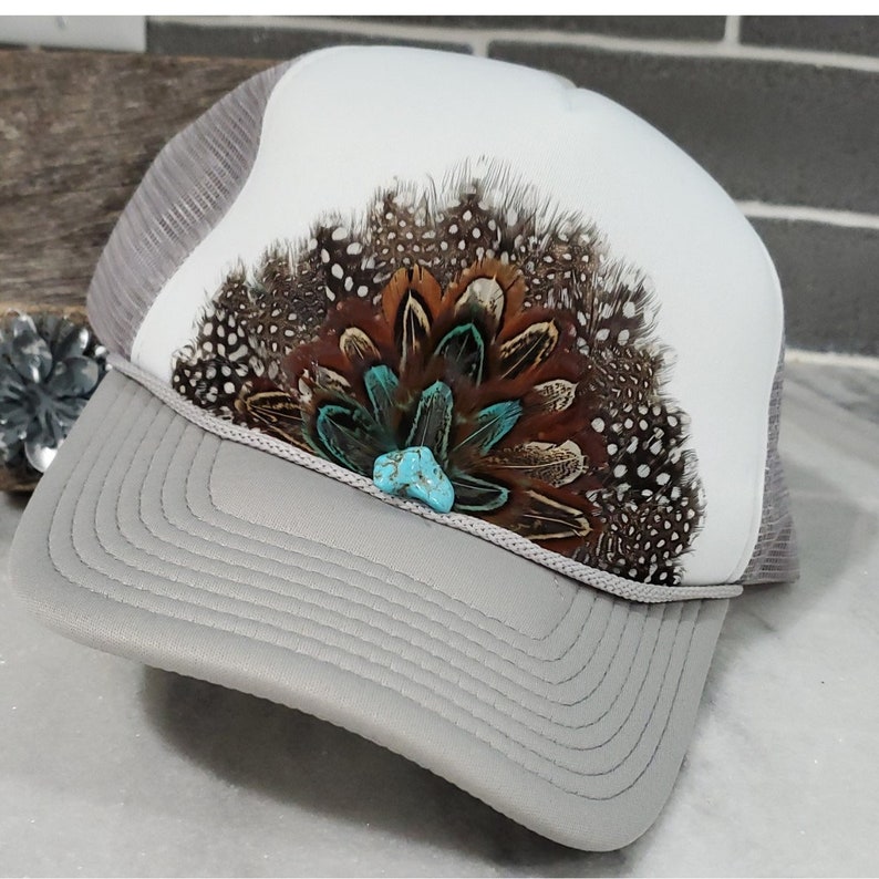 Feather Crown Trucker Hat: Handmade Western Rodeo Hat - Etsy