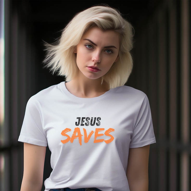 Aesthetic Jesus Saves Christian T Shirt Apparel Black Orange Christian ...