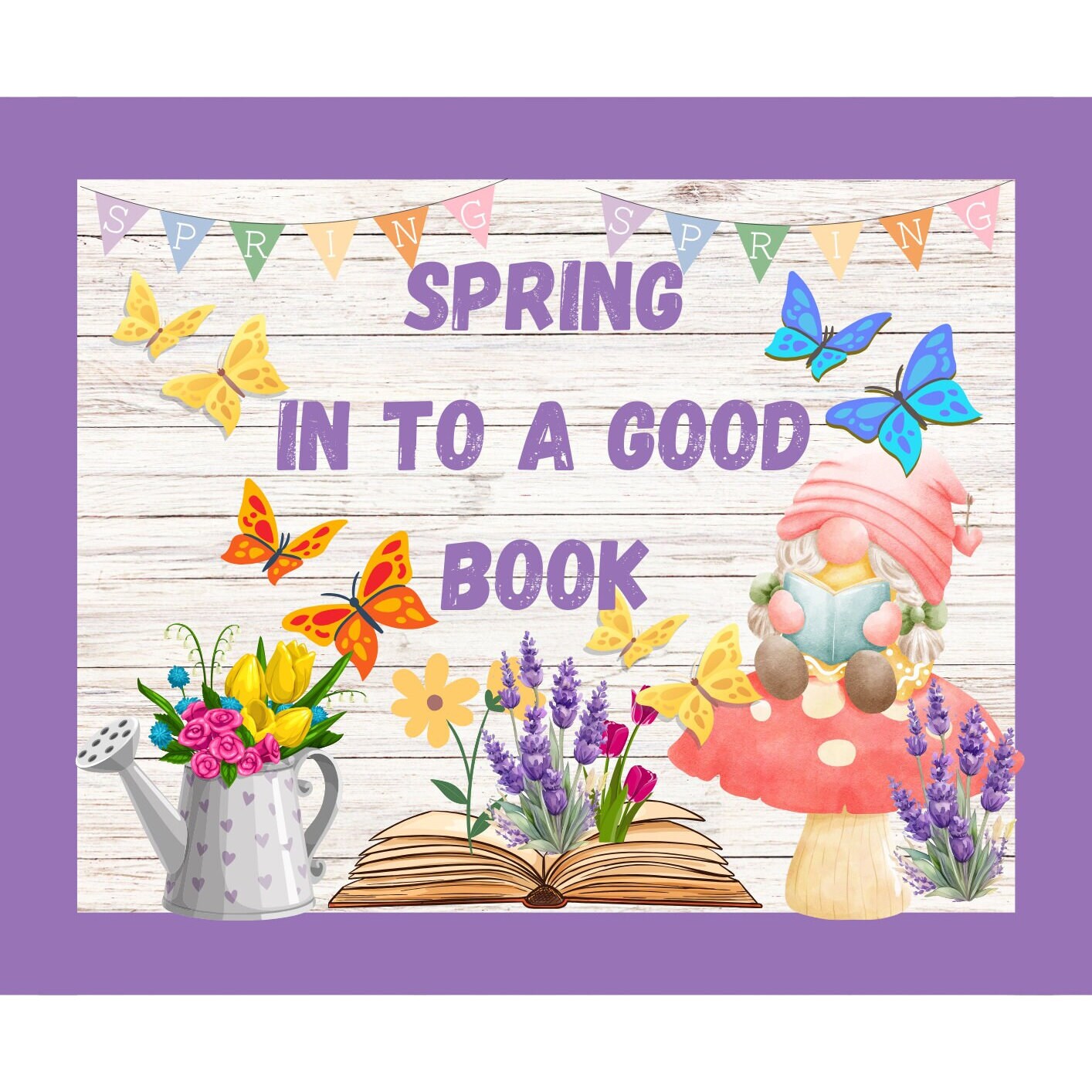 Spring Bulletin Board Printable, Reading Bulletin Board Kit, Butterfly ...