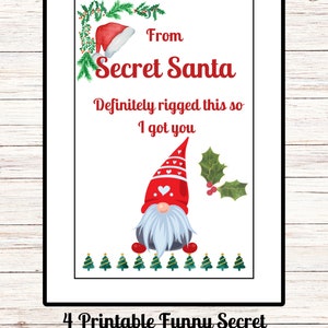 Secret Santa Notes, Funny Secret Santa Printable Notes, 4 Secret Santa ...