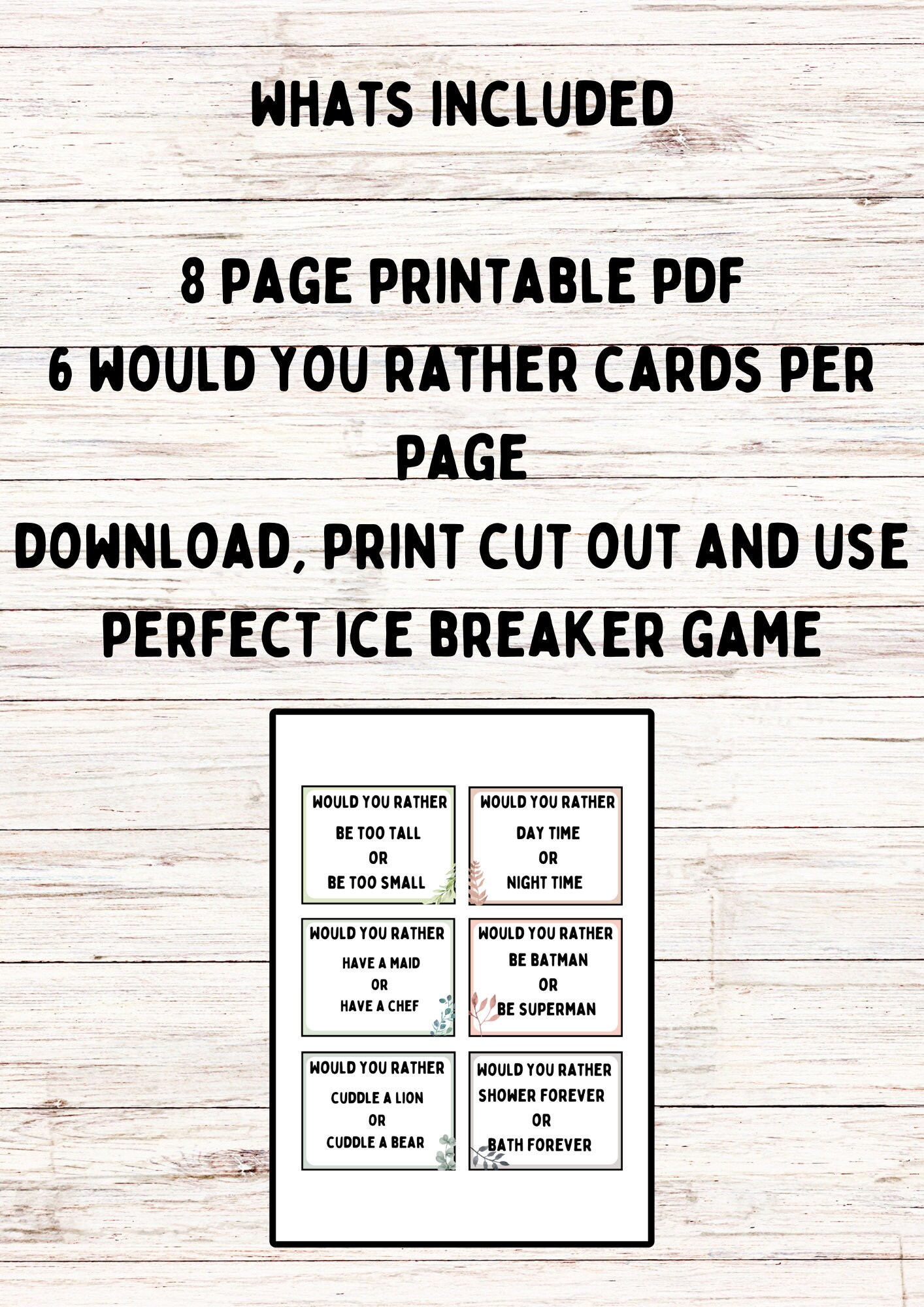 Ice Breaker Games Printable, Would You Rather Ice Breaker Game ...