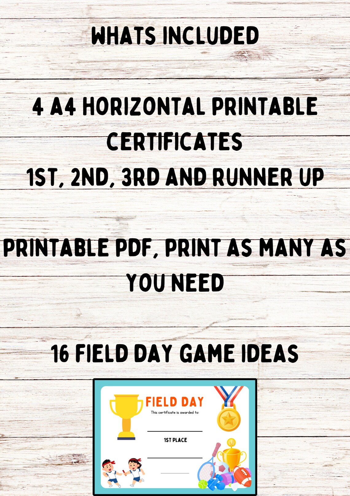 Field Day Games: Printable Certificates & 16 Game Ideas (PDF) - Etsy