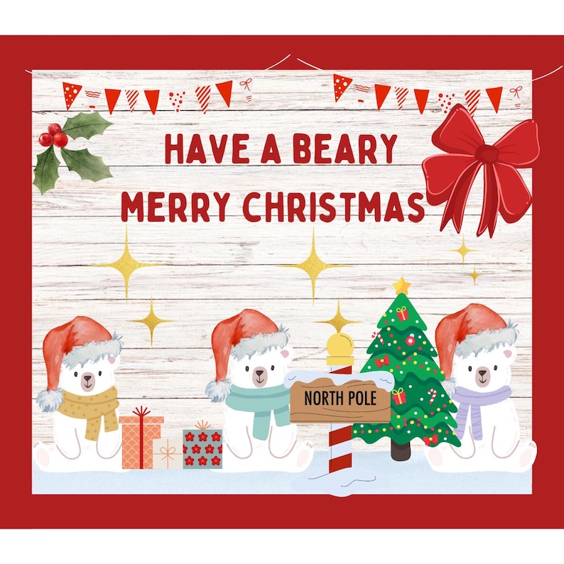 Christmas Bulletin Board Printable, Polar Bear Bulletin Board, North ...