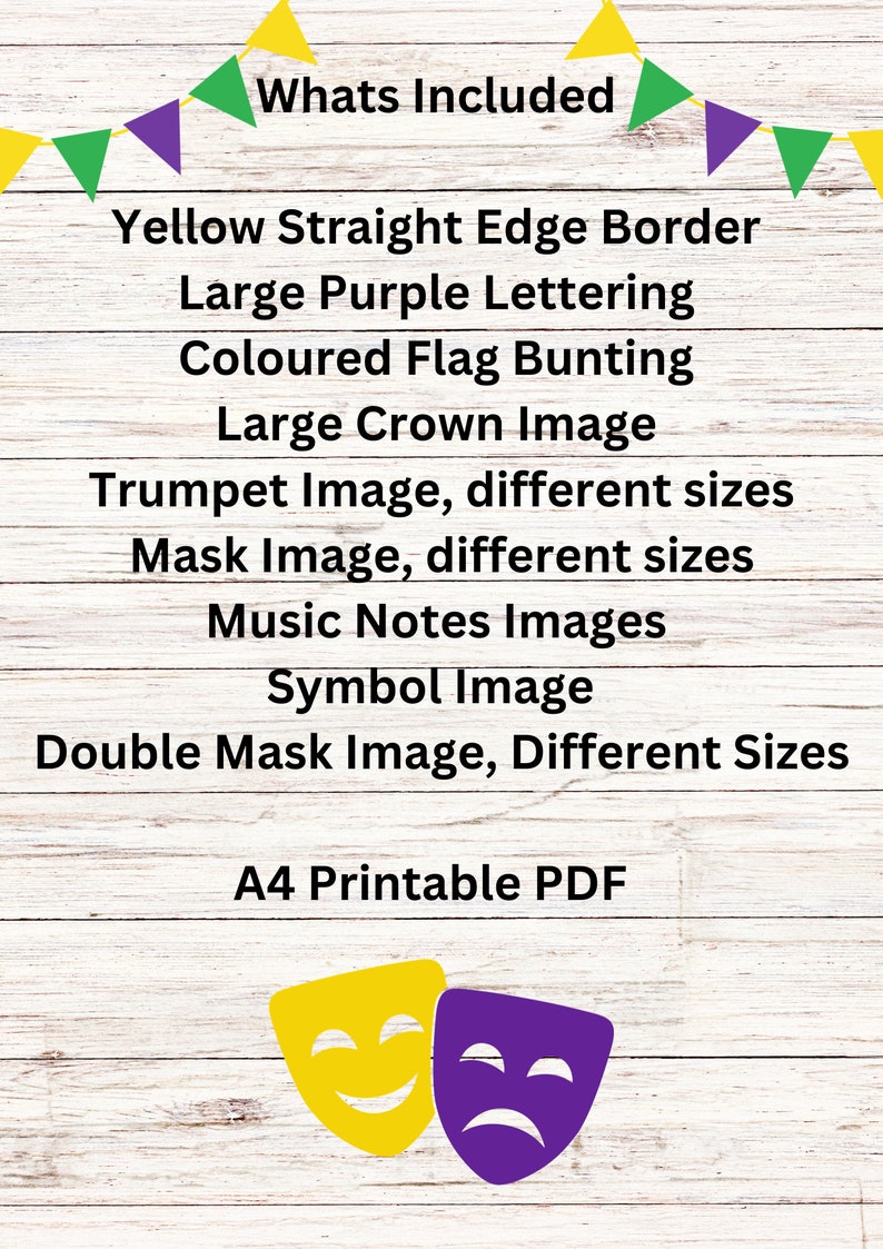 Mardi Gras Bulletin Board Kit, Printable Mardi Gras Decor, Mardi Gras ...