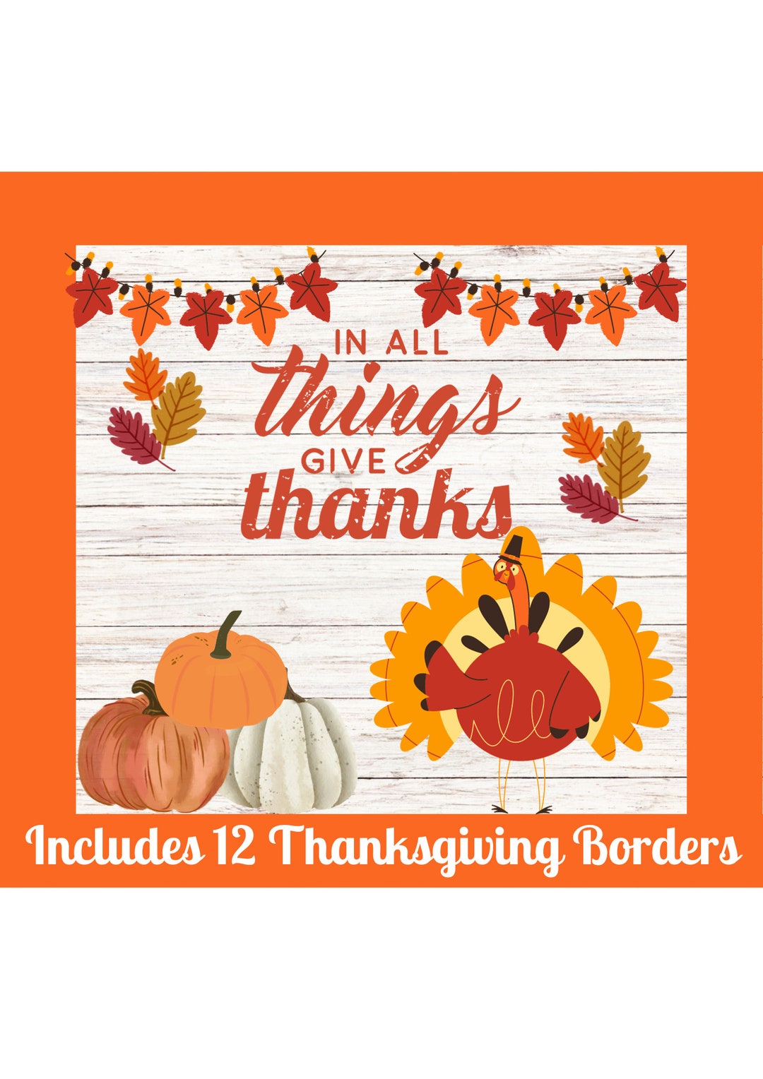 Thanksgiving Bulletin Board Kit Bundle, Give Thanks Turkey Bulletin ...