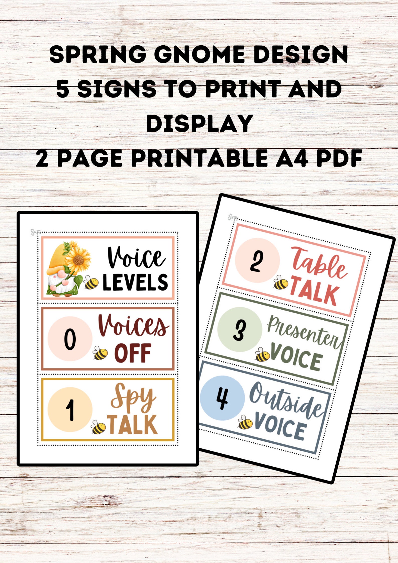 Voice Levels Display Printable: Gnome Classroom Decor (A4 PDF) - Etsy