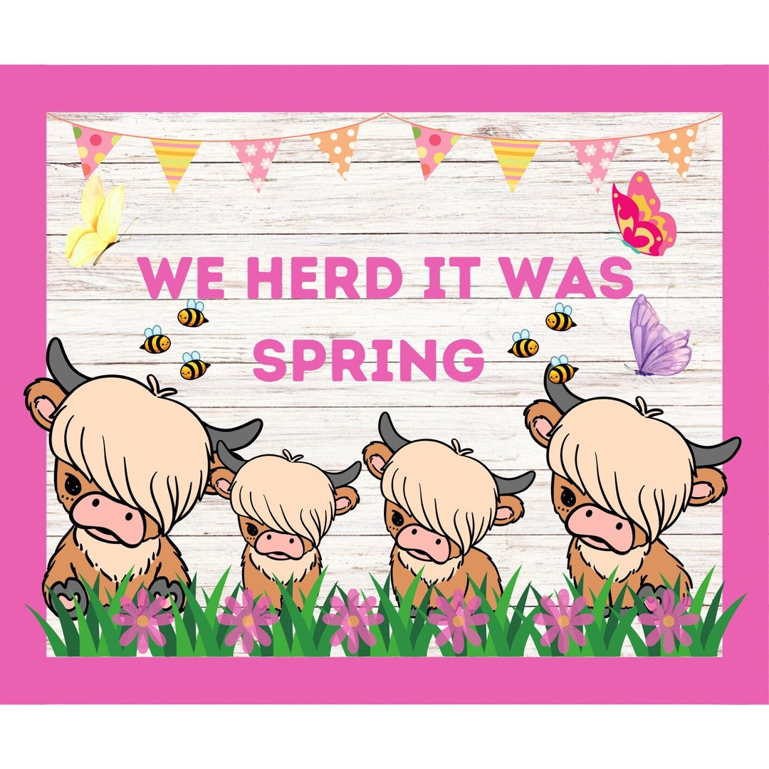 Highland Cow Spring Bulletin Board Printable: Classroom Decor (A4 PDF ...