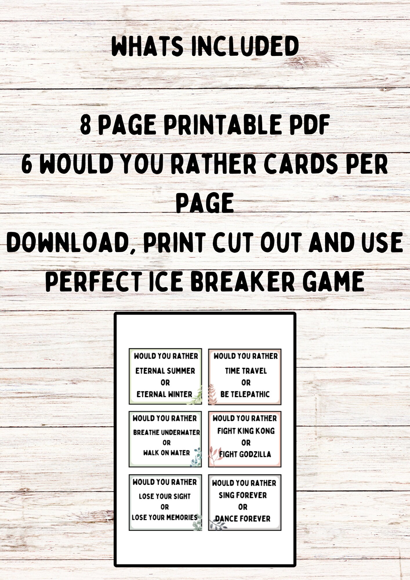 Ice Breaker Games Printable, Would You Rather Ice Breaker Game ...