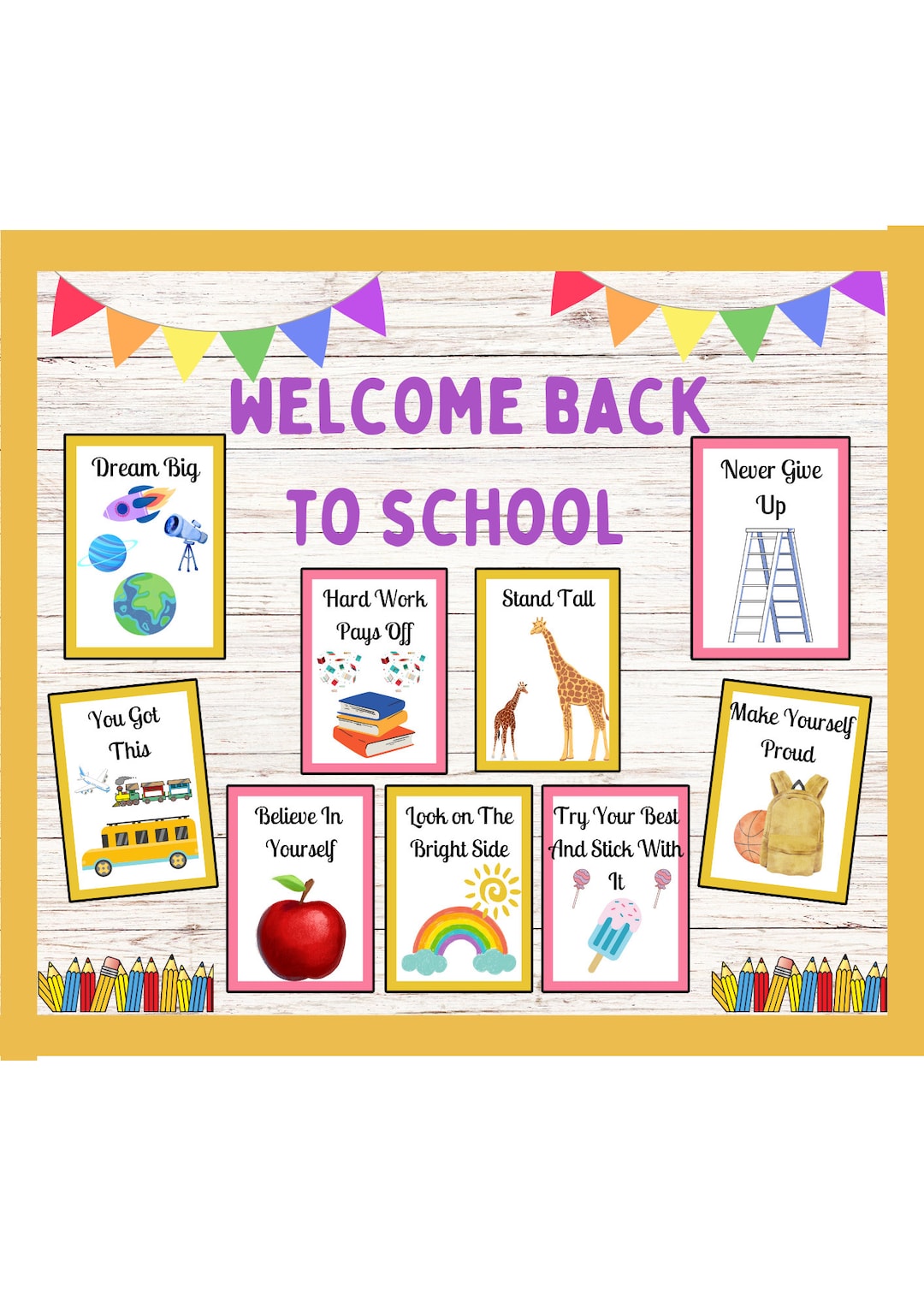 Motivational Quotes Bulletin Board Printable: Back to School Decor (A4 ...