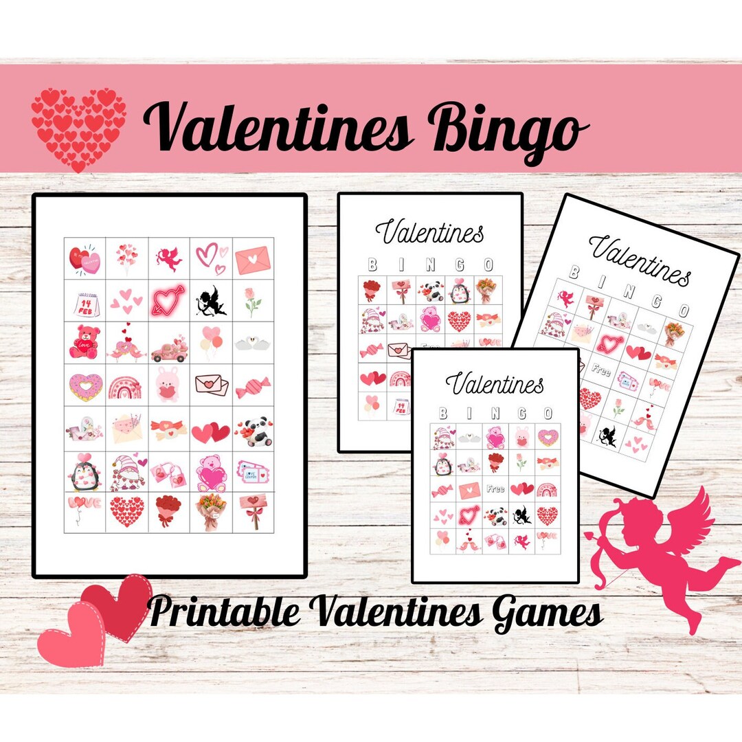 Valentines Bingo Printable, Valentines Party Printable Games, Love ...
