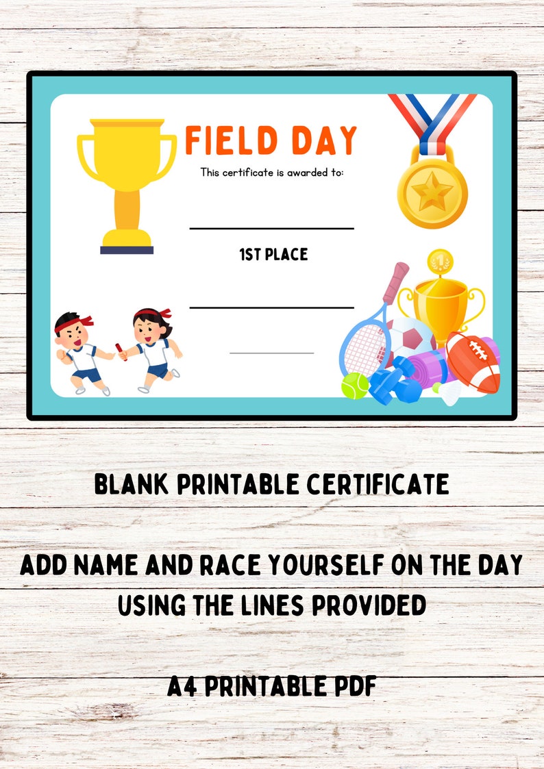 Field Day Games: Printable Certificates & 16 Game Ideas (PDF) - Etsy