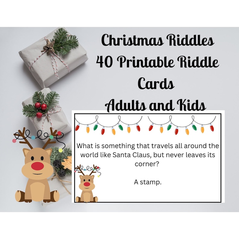 Christmas Riddles Printable, Christmas Party Game, 40 Christmas Riddles ...