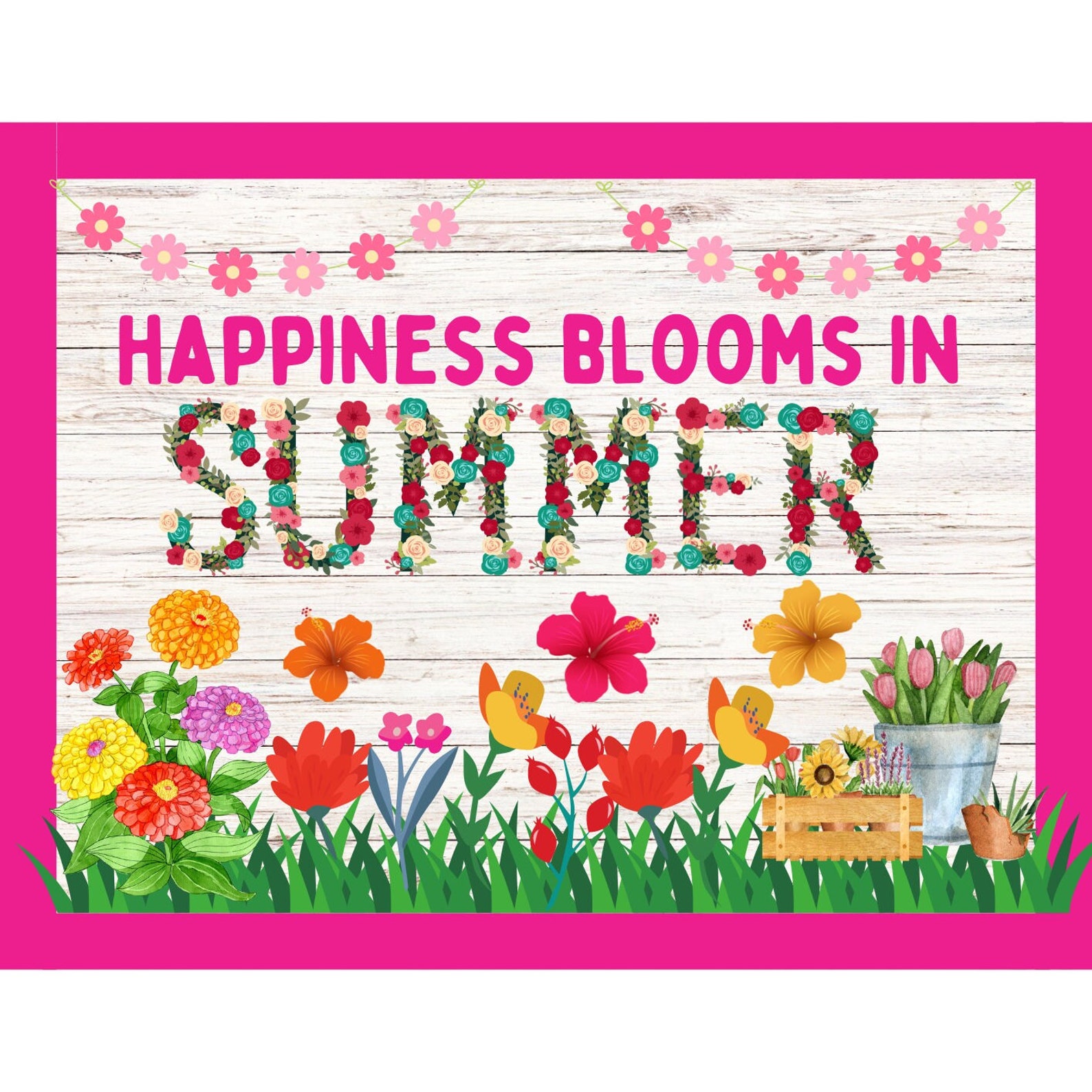 Summer Bulletin Board Printable, Flower Bulletin Board, Growth Mindset ...