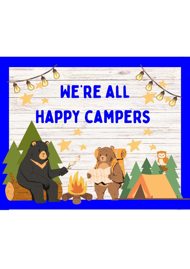 Happy Campers Bulletin Board Printable: Bear Camping Adventure (A4/A3 ...