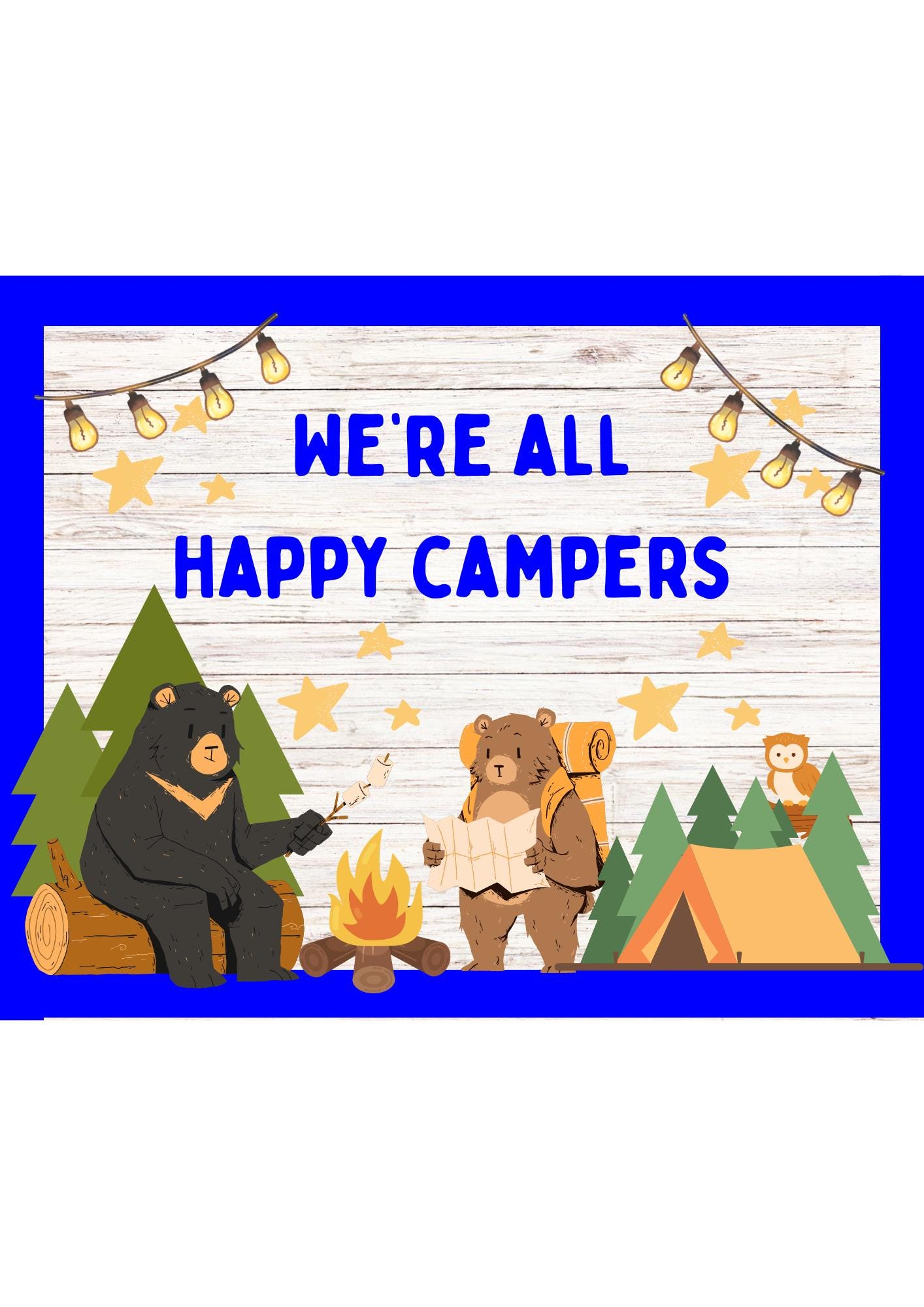 Happy Campers Bulletin Board Printable: Bear Camping Adventure (A4/A3 ...