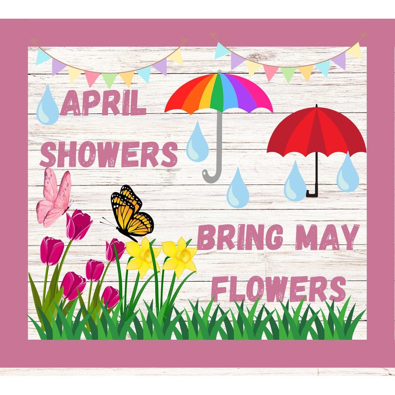 Spring Bulletin Board Printable, April Bulletin Board Kit May Bulletin ...