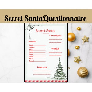 Secret Santa Notes, Secret Santa Questionnaire, Funny Secret Santa ...