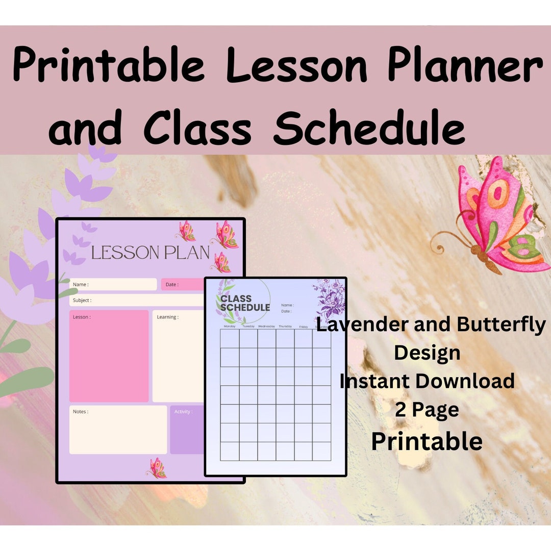 Butterfly Lesson Planner Printable, Class Schedule Printable, Lesson ...