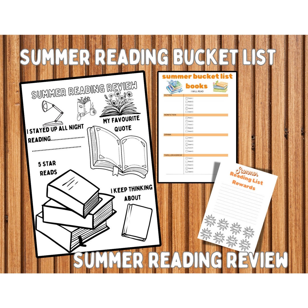 Summer Reading Bucket List Printable, Reading Log Planner Insert, Books ...