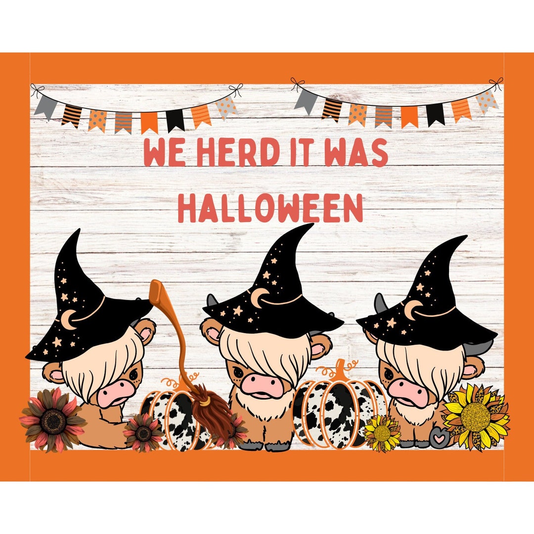 Halloween Highland Cow Bulletin Board Printable: Witch Hats (A4 PDF) - Etsy