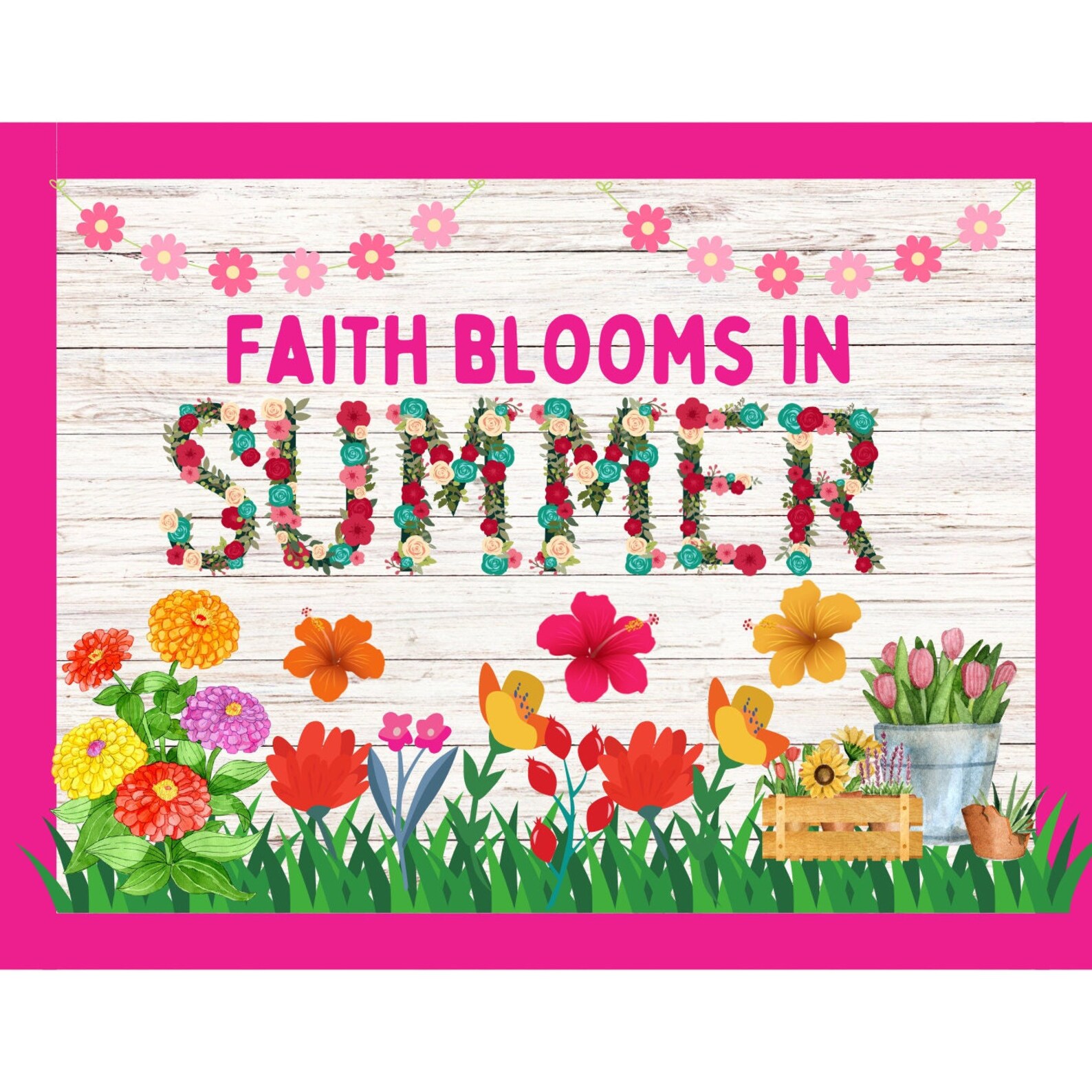 Summer Bulletin Board Printable, Christian Bulletin Board, Growth ...