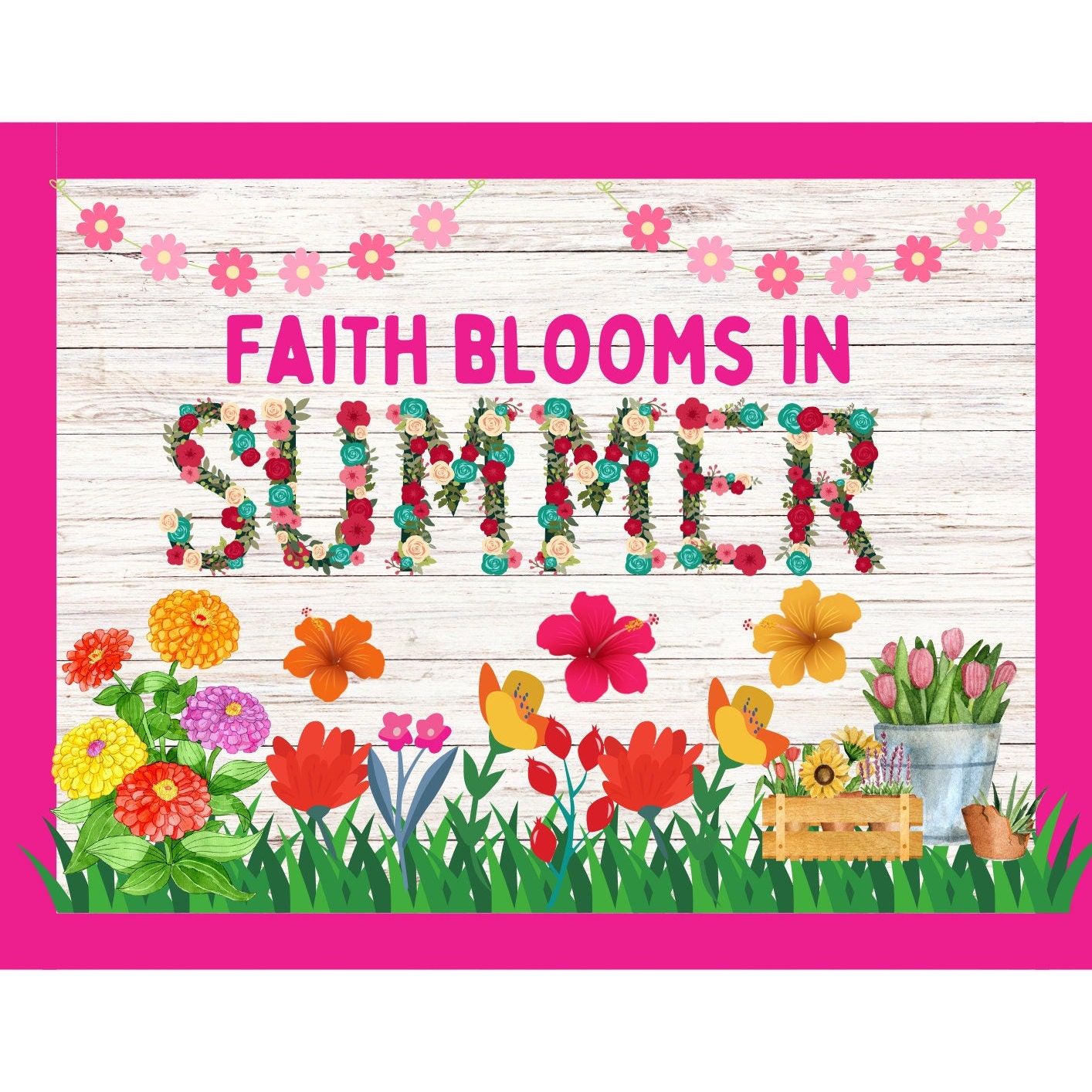 Summer Bulletin Board Printable, Christian Bulletin Board, Growth ...