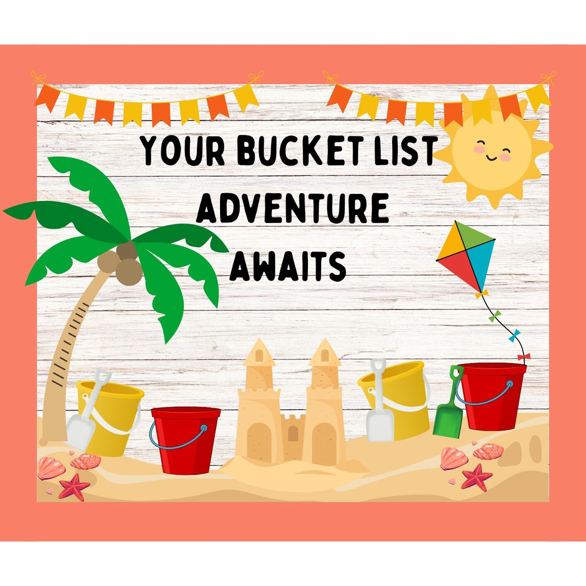 Summer Bucket List Bulletin Board Printable, Beach Bulletin Board, End ...