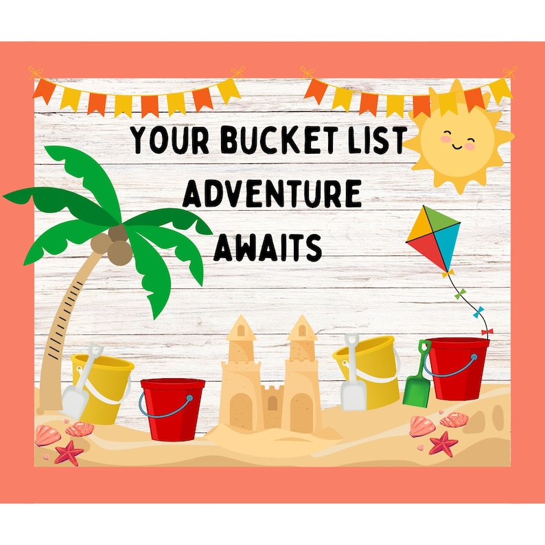 Summer Bucket List Bulletin Board Printable, Beach Bulletin Board, End ...