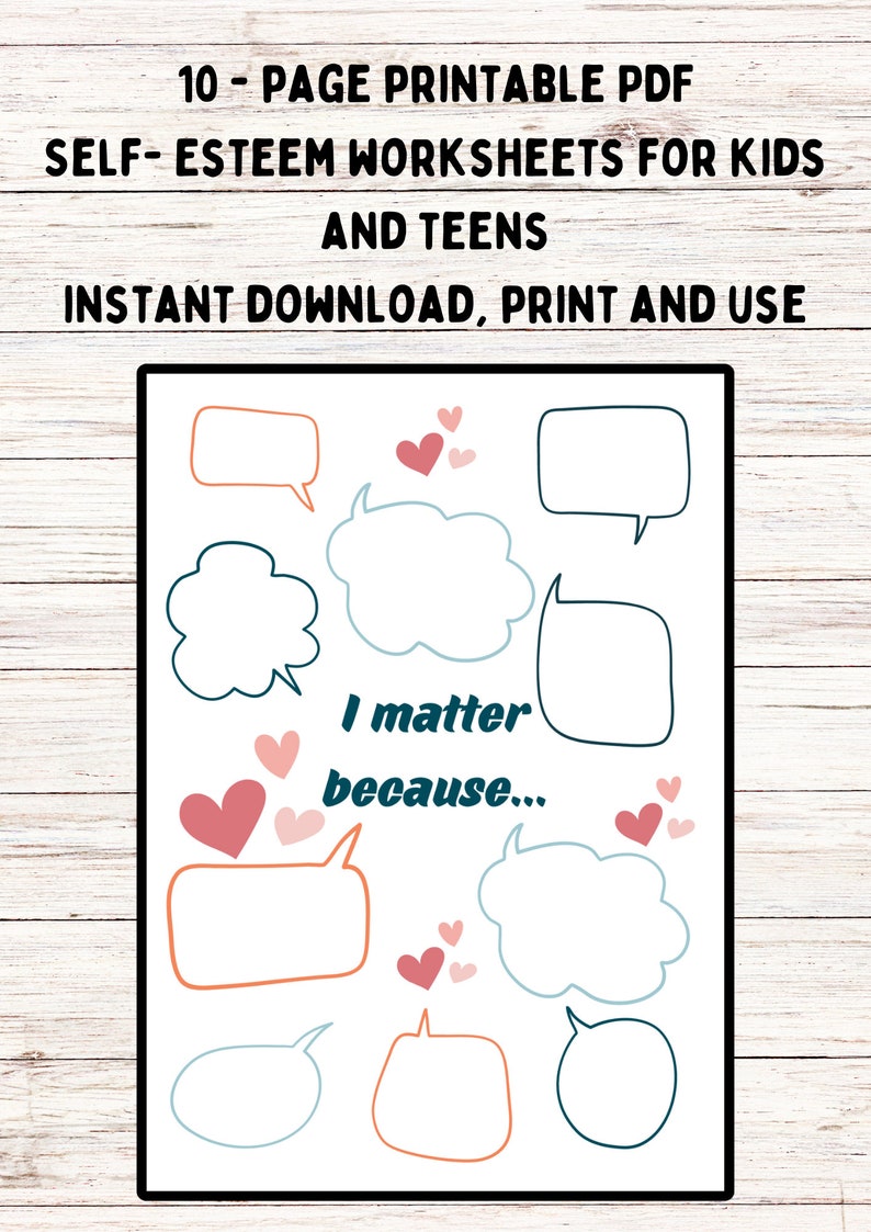 Life Skills for Kids, Self Esteem Worksheets for Kids and Teens ...