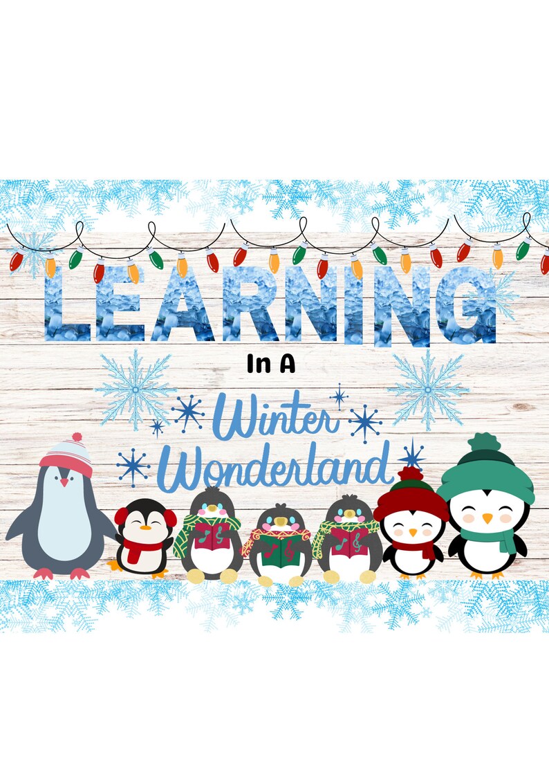 Christmas Bulletin Board Kit, Penguin Bulletin Board, Winter Wonderland ...