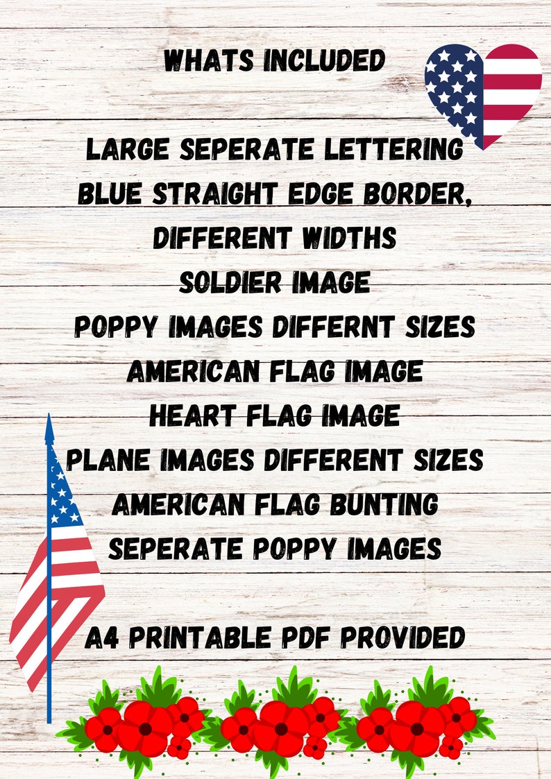 Patriotic Bulletin Board Printable: Memorial Day, 4th July Decor (A4 ...