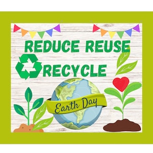 Earth Day Bulletin Board, Printable Earth Day Bulletin, Reduce Reuse ...