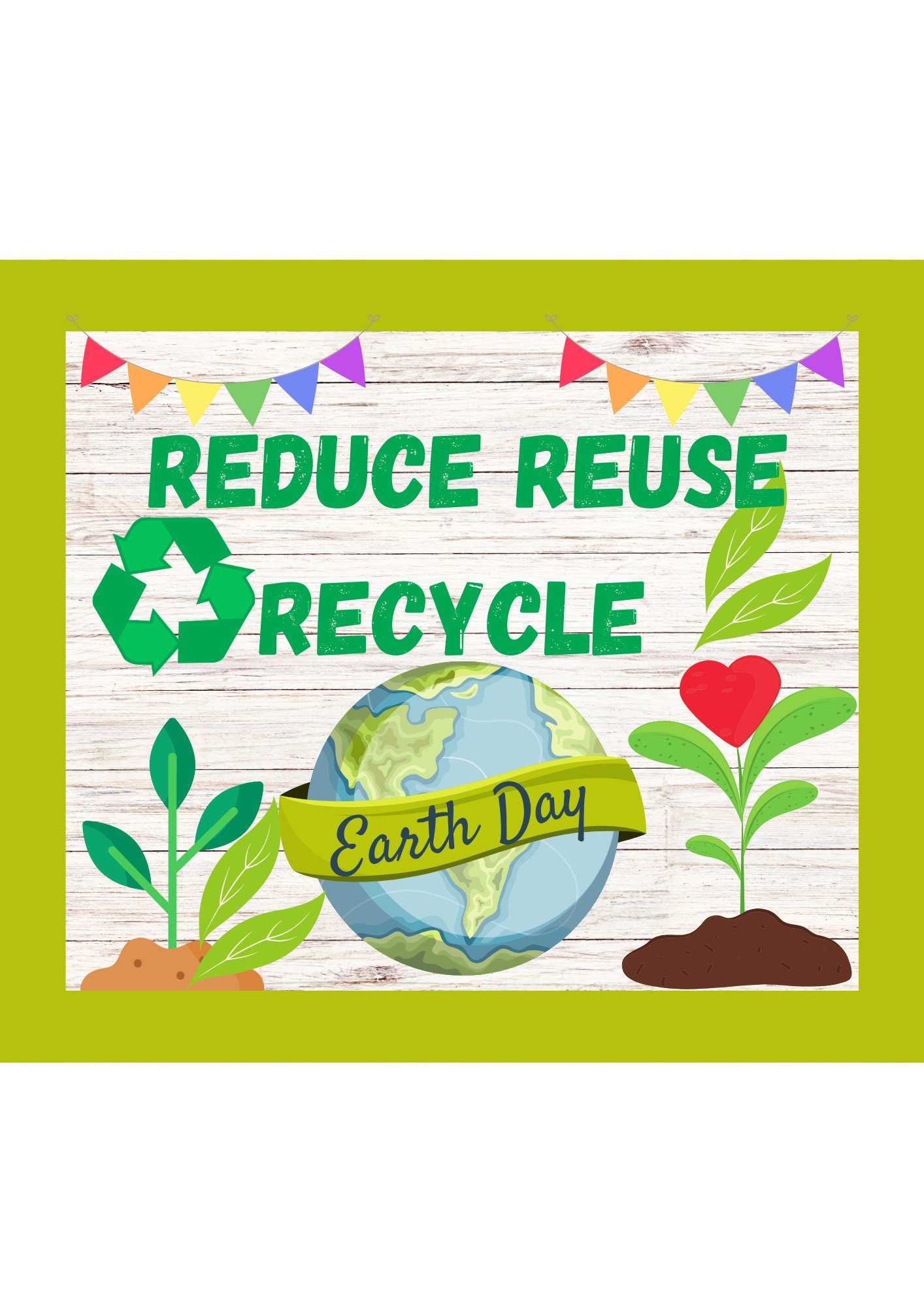 Earth Day Bulletin Board, Printable Earth Day Bulletin, Reduce Reuse ...