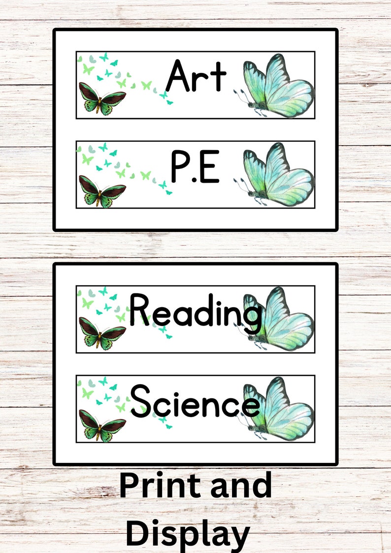 Butterfly Visual Class Schedule: Watercolor Bulletin Board (printable ...