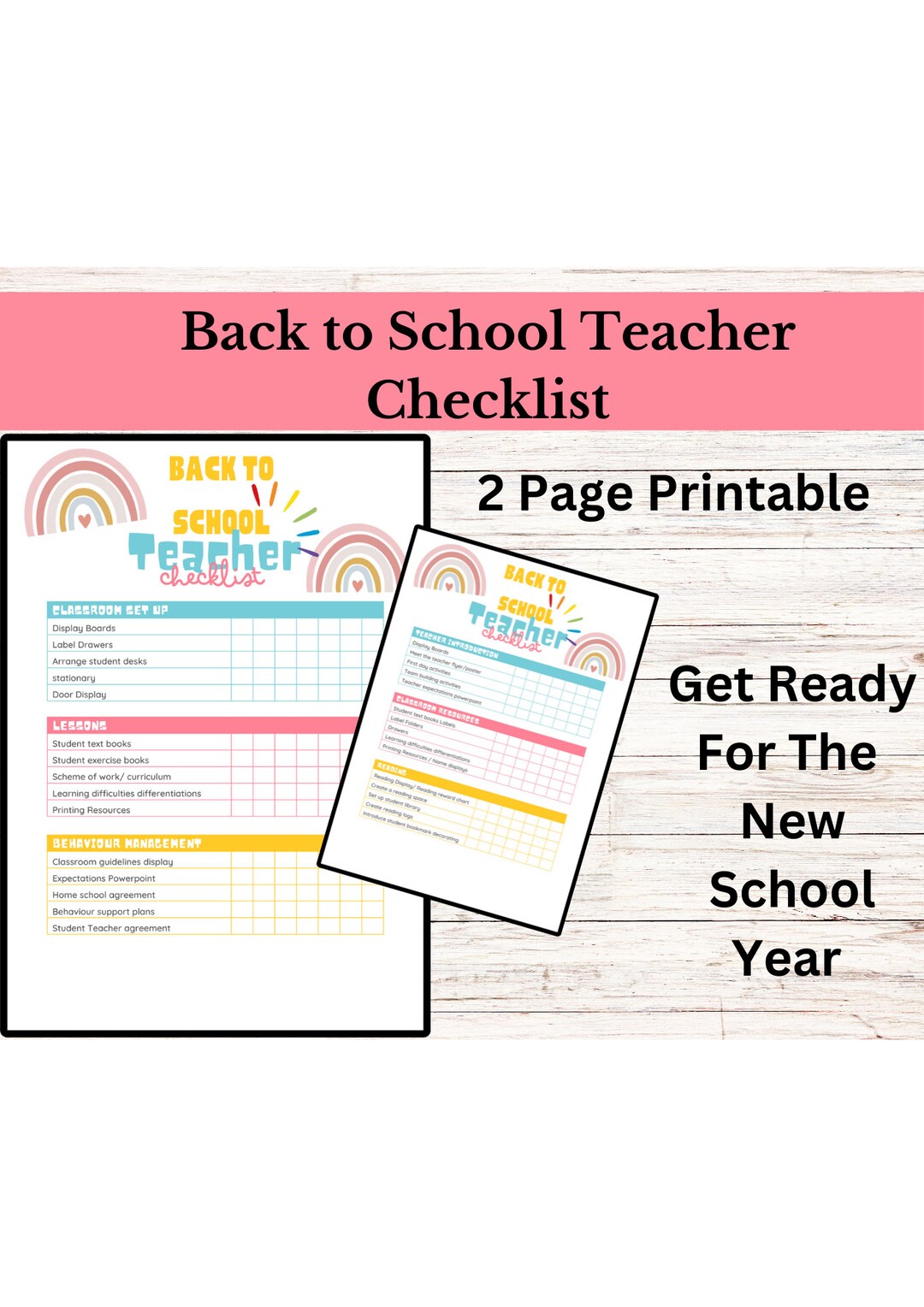 Teacher Checklist Printable, Back to School Teacher Organisation ...
