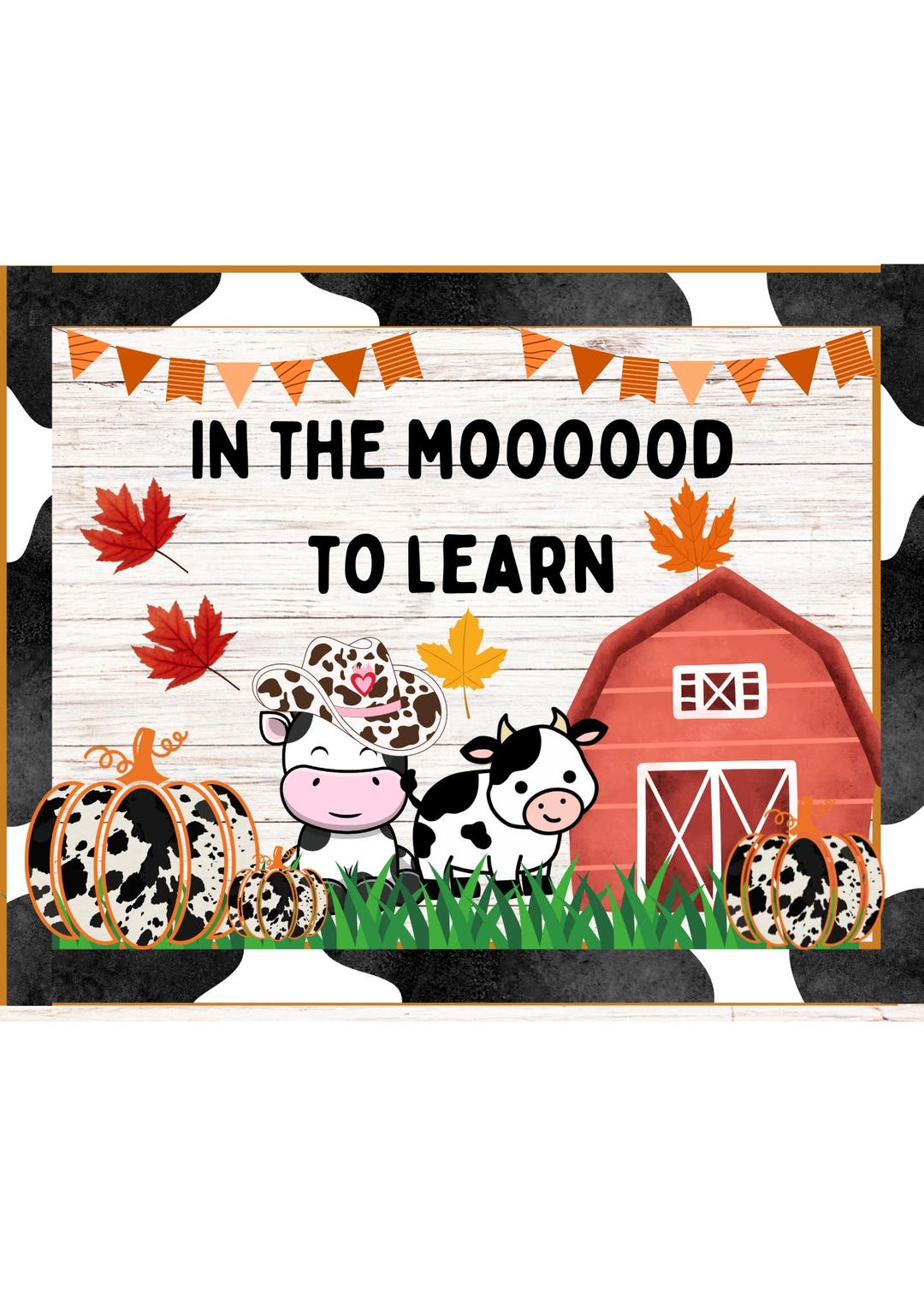 Cow Print Fall Bulletin Board: Farmhouse Classroom Decor (A4 Printable ...