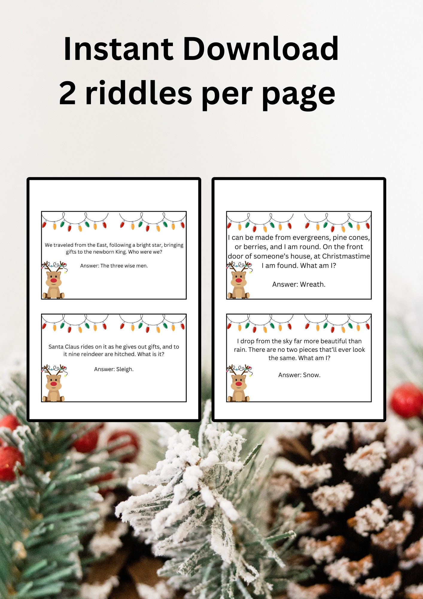 Christmas Riddles for Kids, 20 Printable Riddles, Christmas Trivia for ...